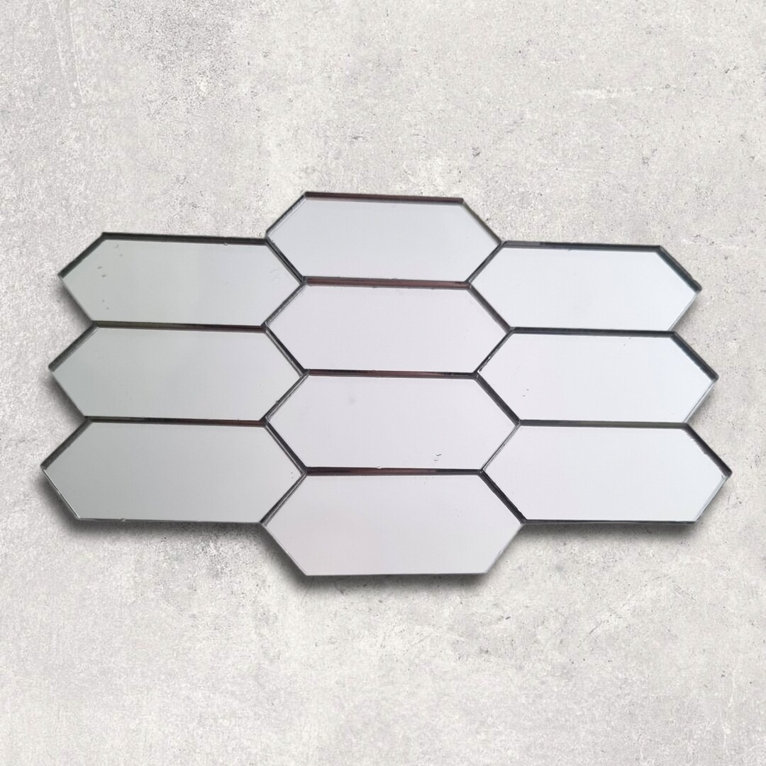 Elongated Hexagon Tiles - Silver Acrylic Mirror, Available in Many ...
