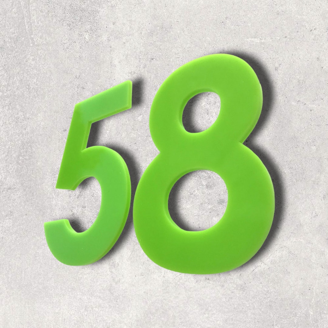 Lime Green, Floating Finish, Bespoke House Number per Digit Many Fonts ...