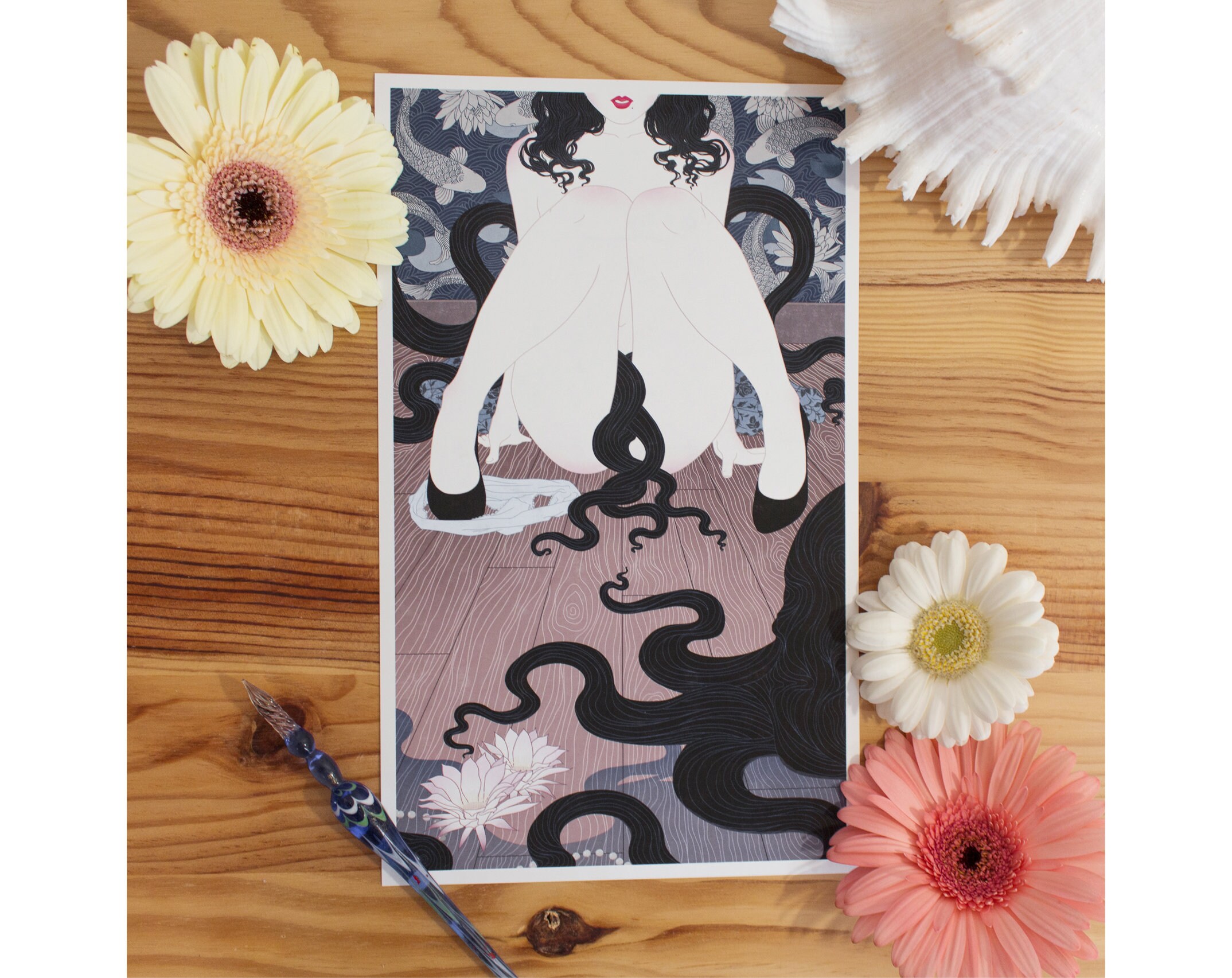 Art Print the Maiden and the Octopus - Etsy