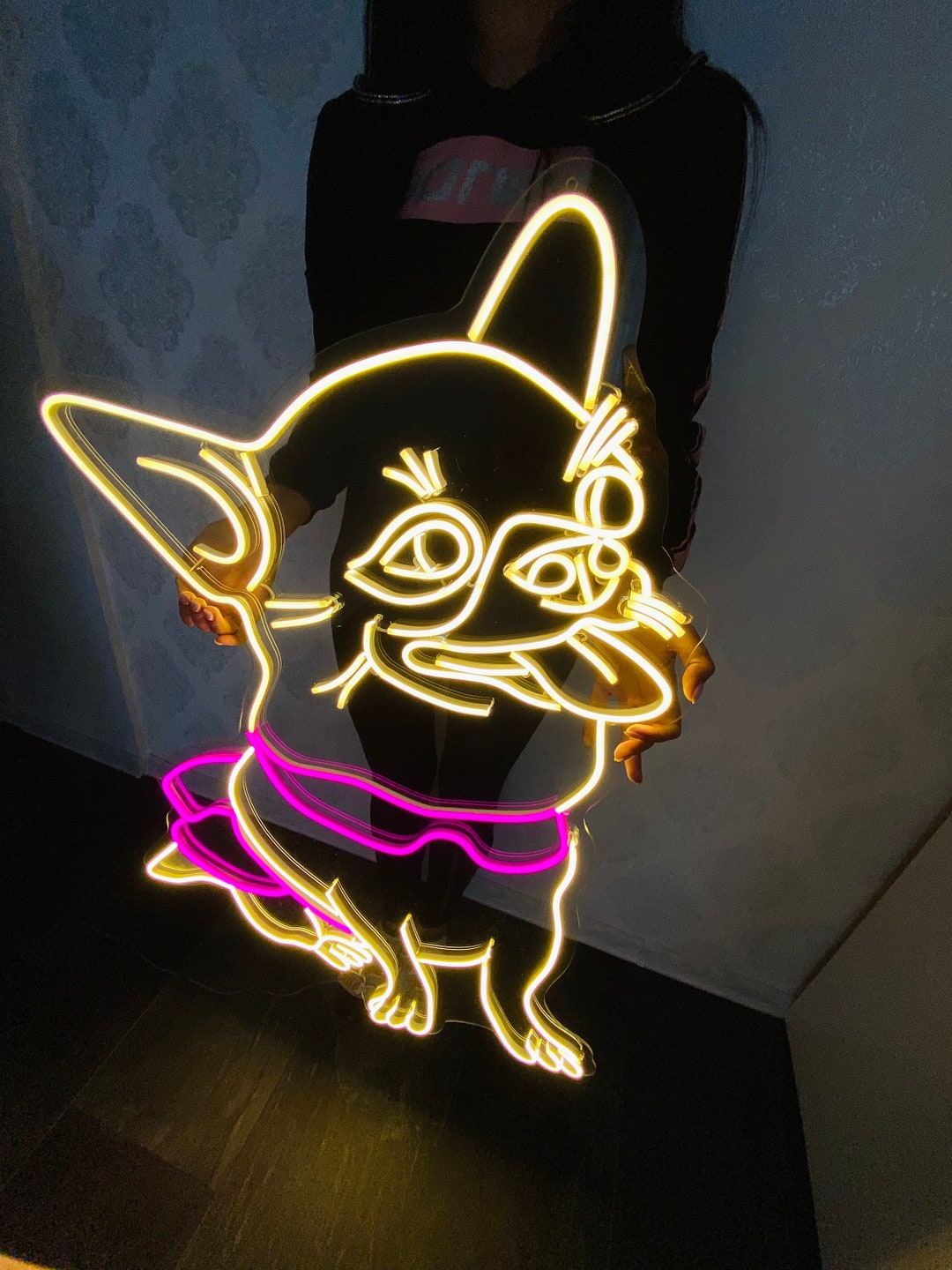 Custom Dog Portrait Neon Sign - Pet Portrait Custom, Led Neon Sign ...
