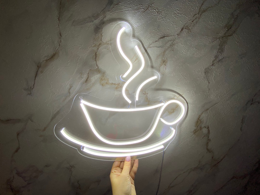 Coffee Neon Cup Sign. LED Custom – Cosy Kitchen Room Decor, Neon Sign ...