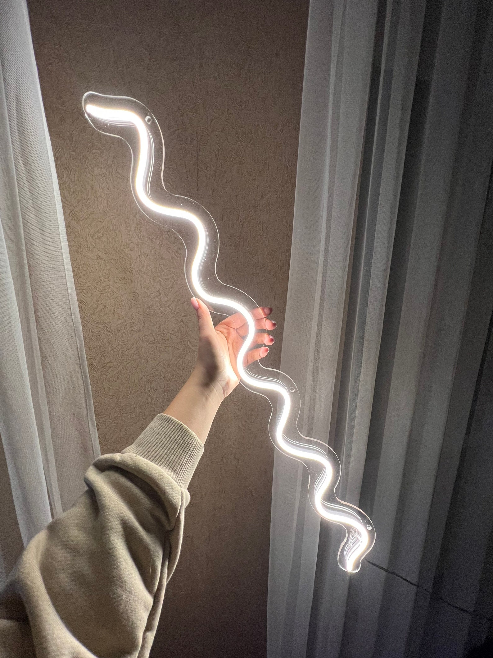 Neon Squiggle Light-wave Led Neon Sign Neon Sign Bedroomwall - Etsy