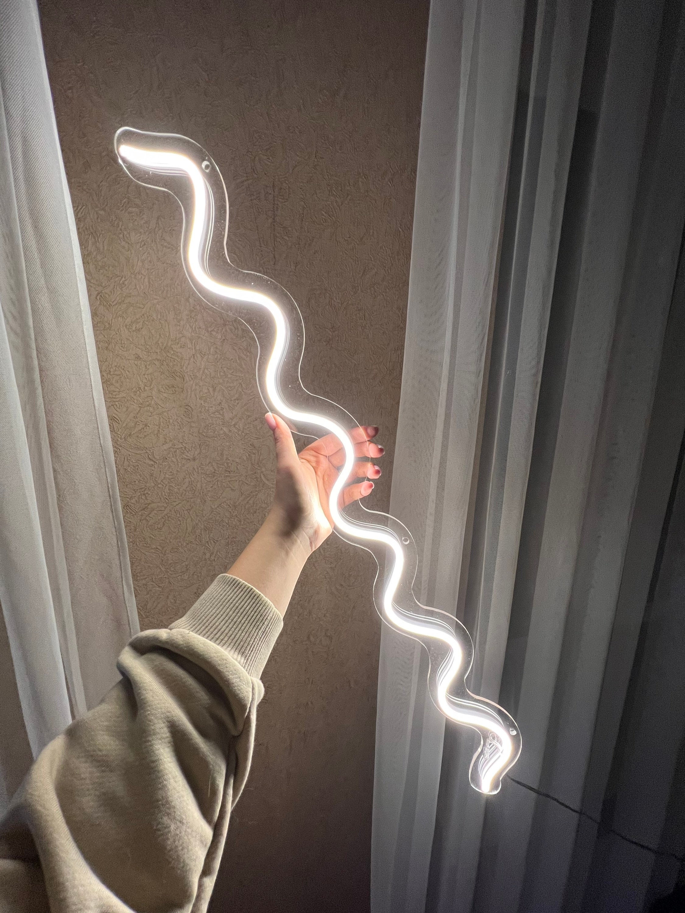 Neon Squiggle Light-wave Led Neon Sign, Neon Sign Bedroom,wall ...