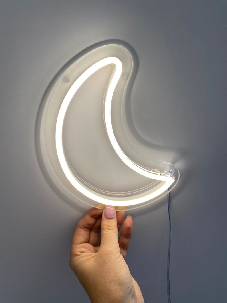 Crescent Moon Sign for Bedroom Neon Moon Light Sign is - Etsy