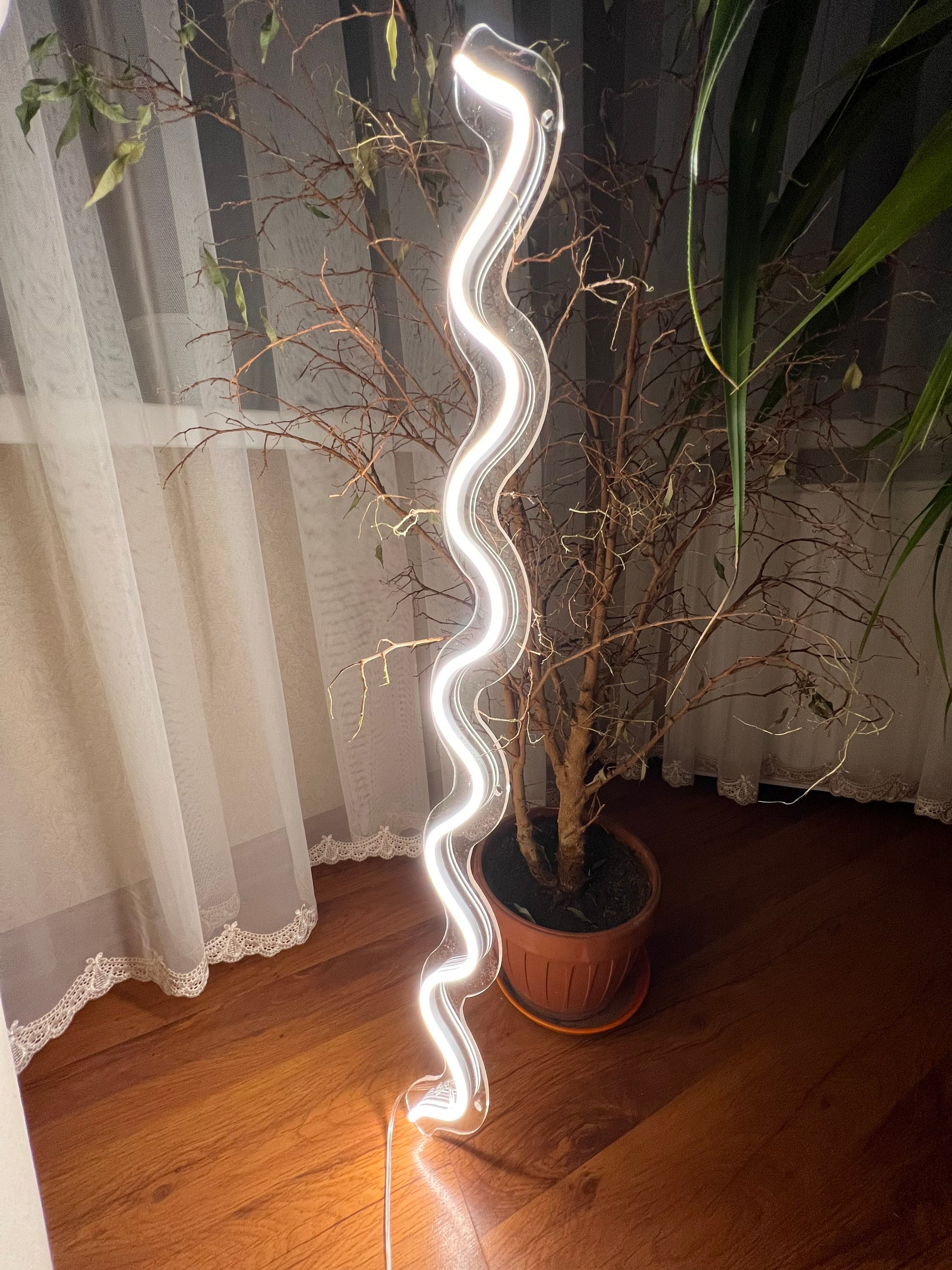 Neon Squiggle Light-wave Led Neon Sign, Neon Sign Bedroom,wall ...