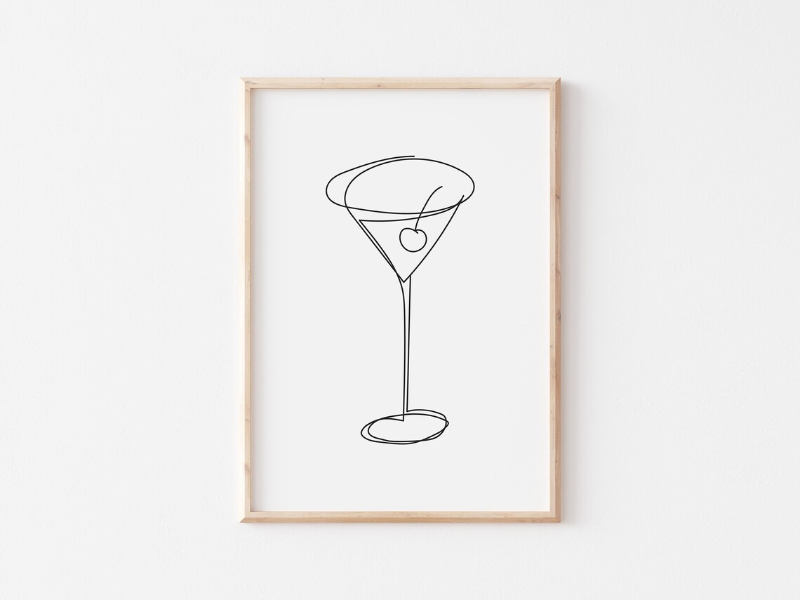 Digital Line Art Print DOWNLOAD - Martini Cocktail - Etsy