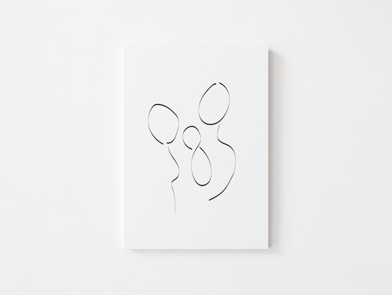 Digital Line Art Print DOWNLOAD BABY FAMILY / Parents / | Etsy