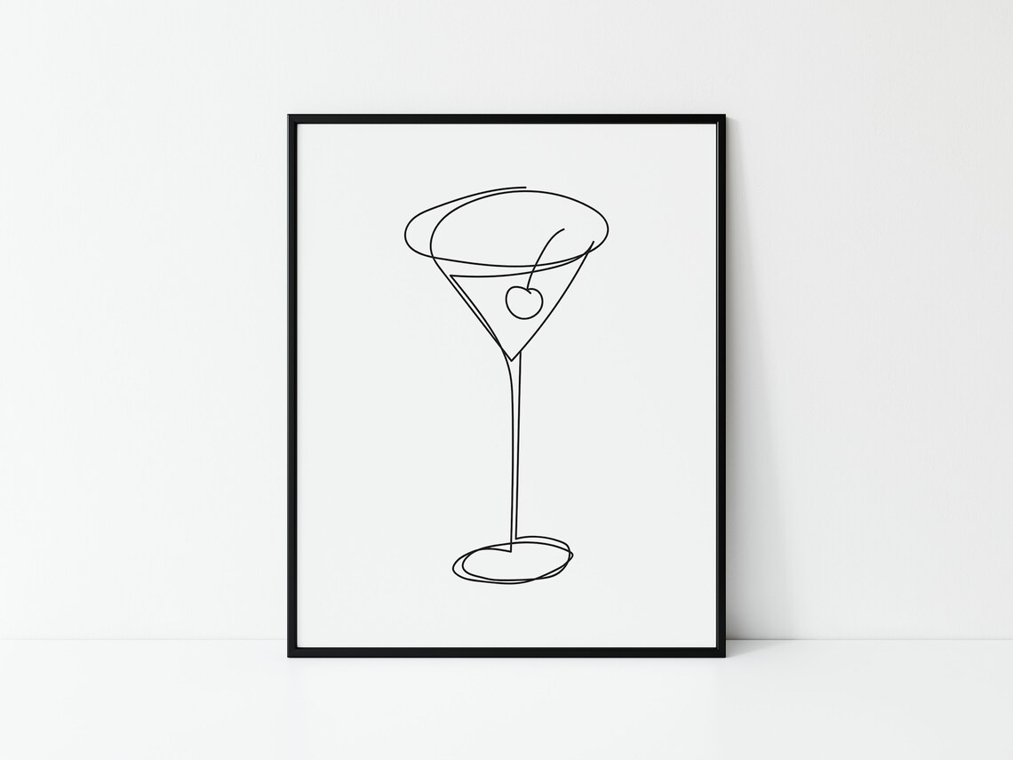 Digital Line Art Print DOWNLOAD - Martini Cocktail - Etsy