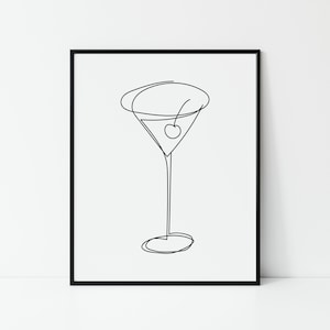 Digital Line Art Print DOWNLOAD - Martini Cocktail - Etsy