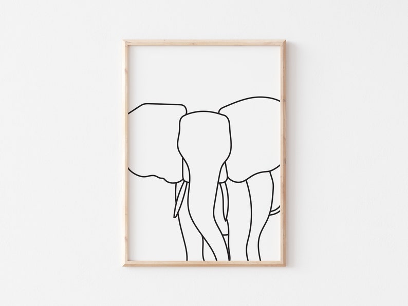 Digital Line Art Print DOWNLOAD Elephant Animal Etsy digital-line-art-print-download-elephant-animal-etsy