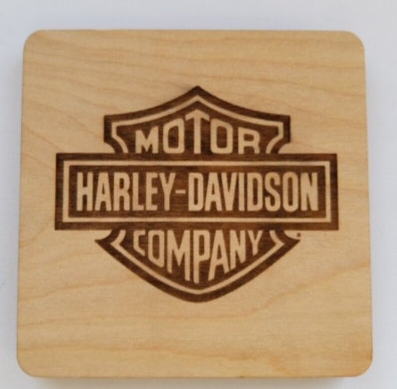 Set of 4 Wood Coasters Harley Davidson Laser Engraved Coaster - Etsy