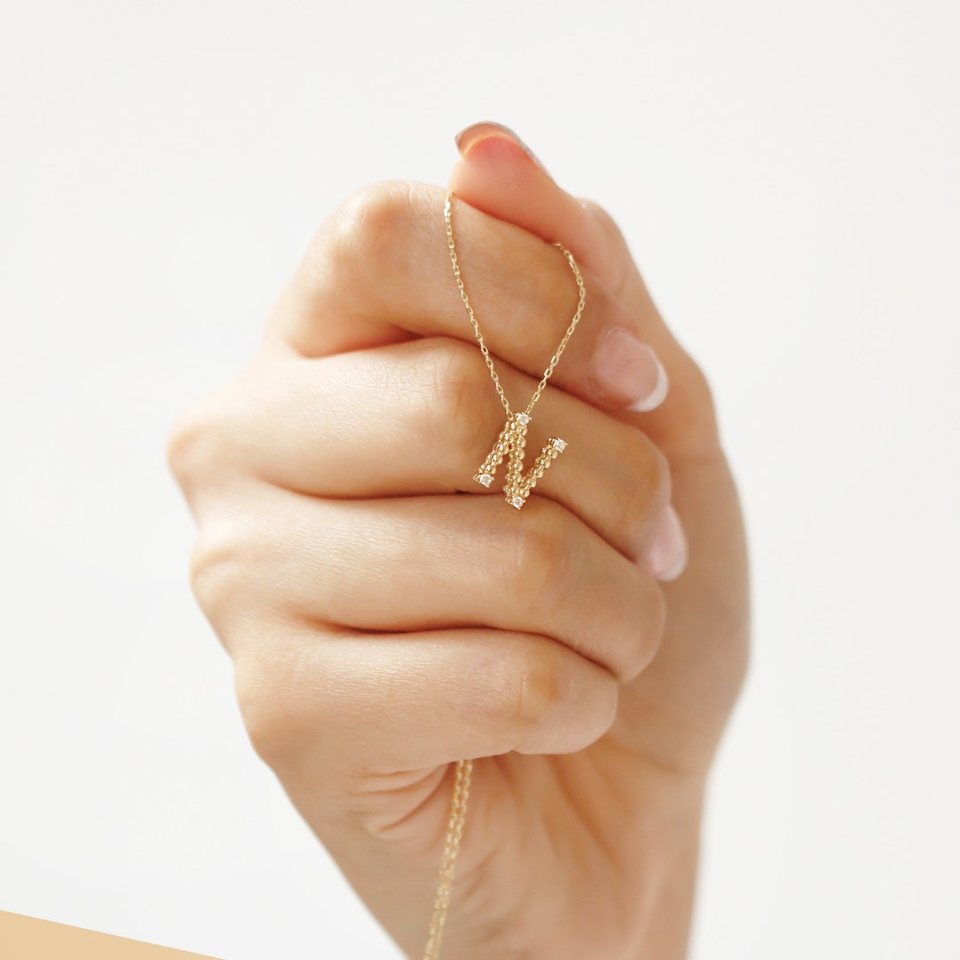 Delicate 14k Solid Gold Chain and Beaded Structure 3D 14k Solid Gold ...