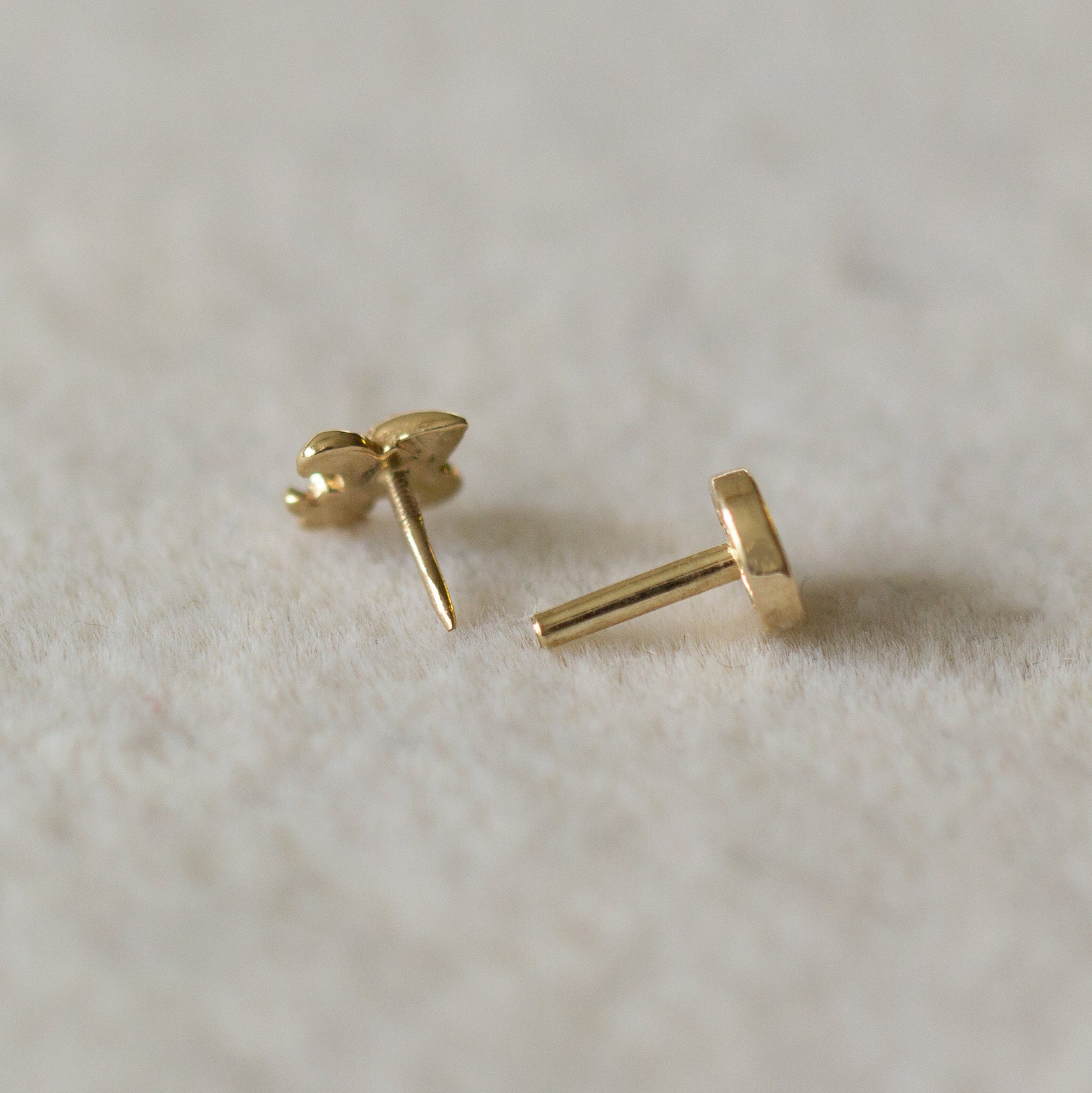 Dainty 14k Solid Gold CZ Cross Piercing, Minimalist Cross Helix, Tiny ...
