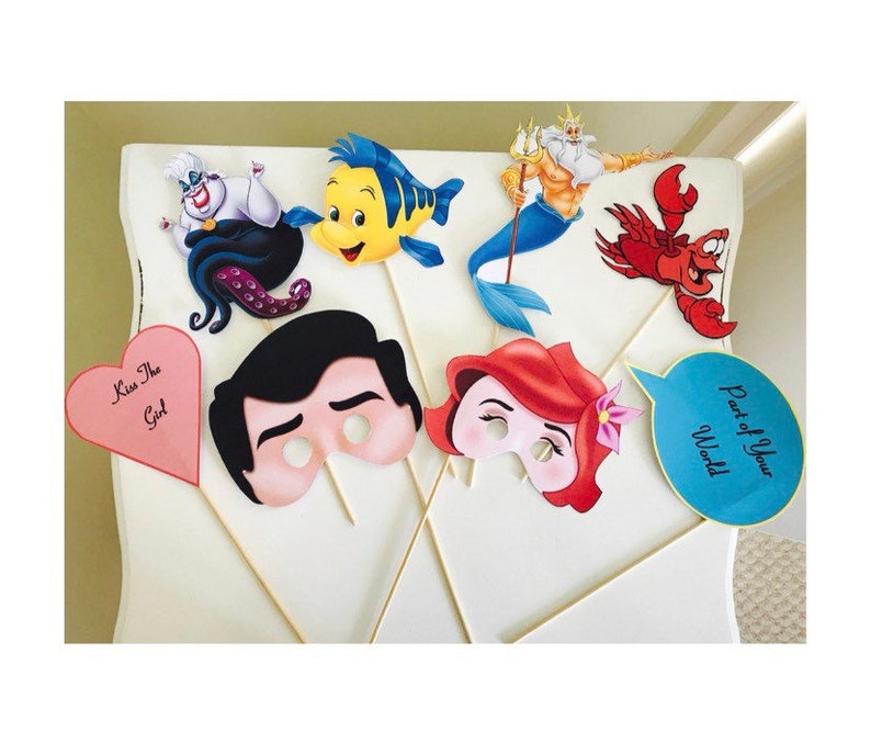 Ariel & Eric Masks Picture Photo Booth Selfie Props X8 Wedding Birthday ...