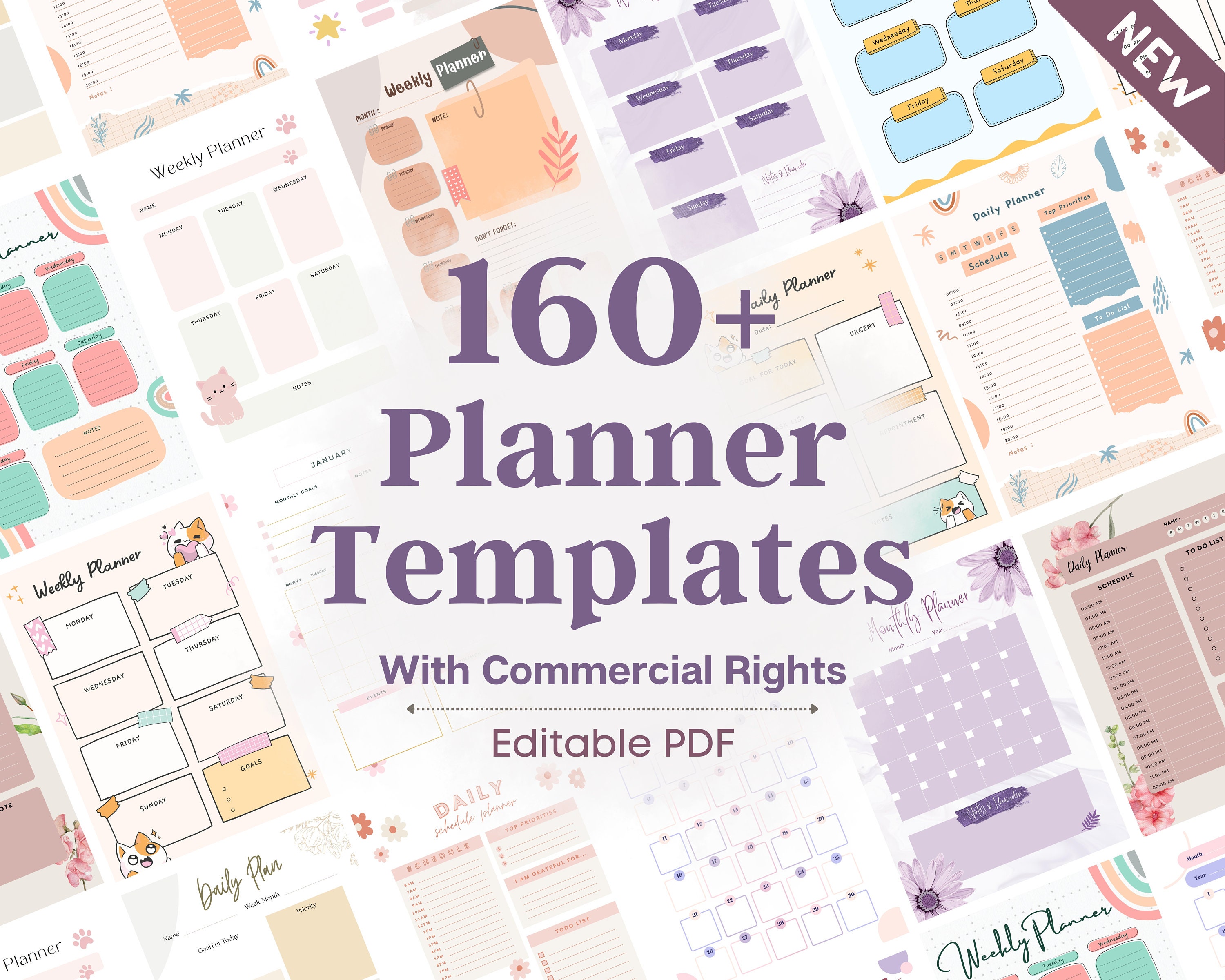 Digital Planners Bundle Editable Planner Templates Daily Planner Weekly ...