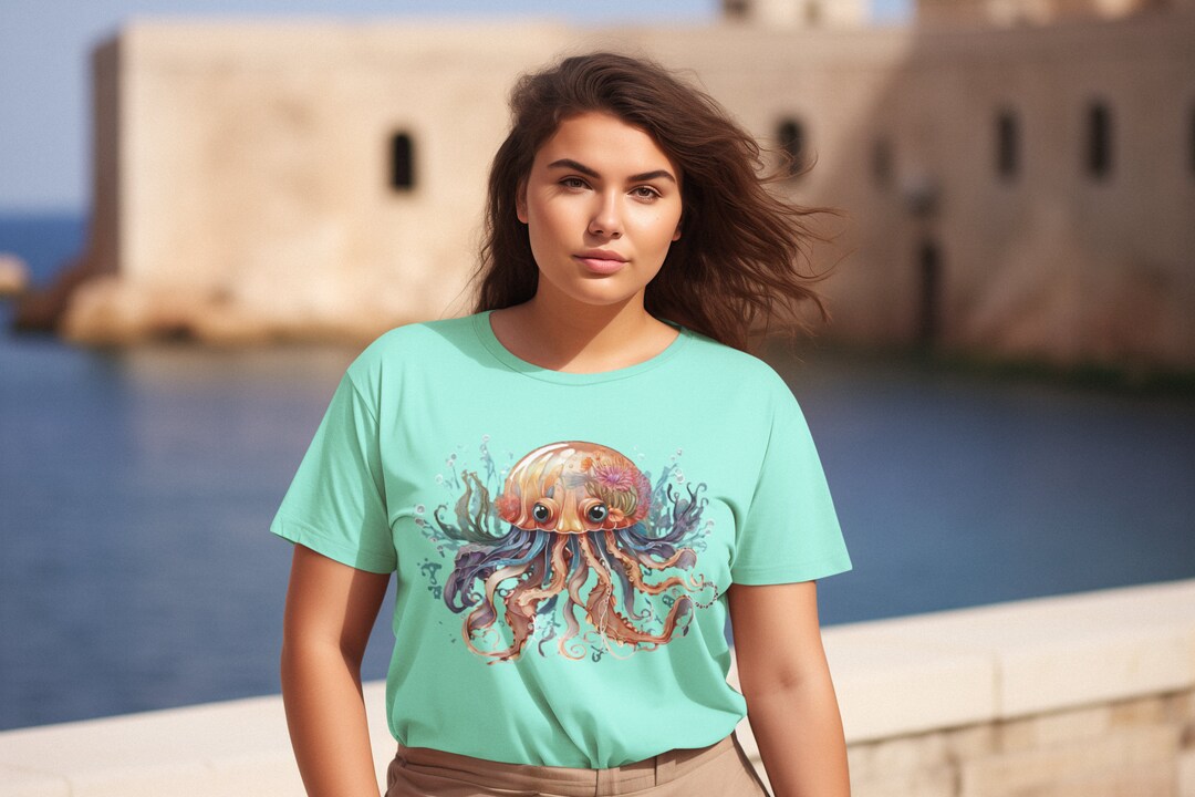 Colourful Jellyfish Tee, Ocean Print Shirt, Sea Life T-shirt, Vibrant ...