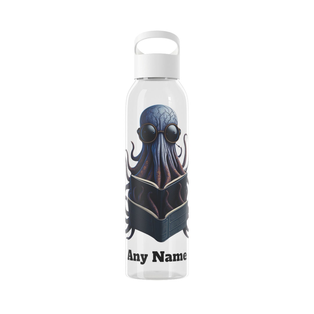 Reading Octopus Water Bottle, Eco-friendly Drinkware, Customizable Gift ...