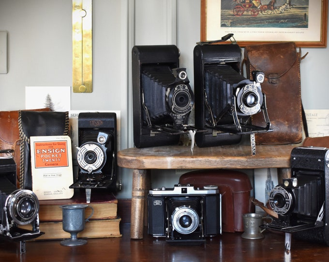 Vintage Folding Camera. 1920s-50s Retro Fold Out Cameras Kodak, Ensign ...