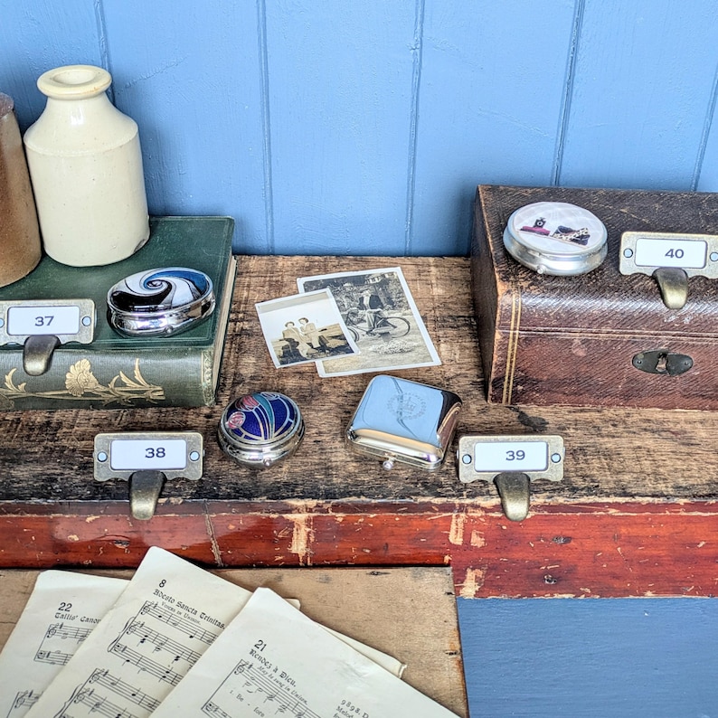 Vintage Pill Box: Ornate Brass, Silver, Onyx, Enamel Snuff/needle Box ...
