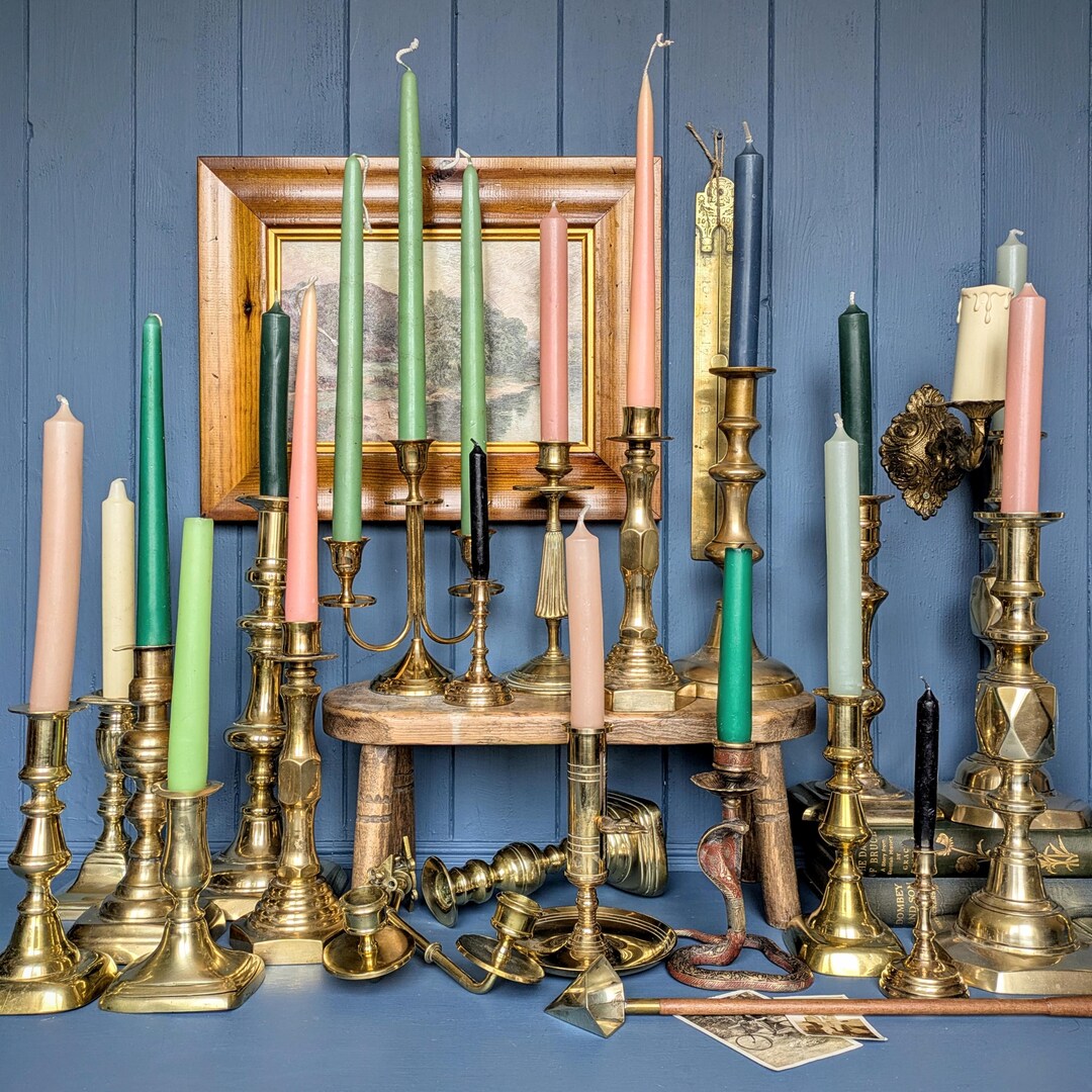 Antique Brass Candlestick. Victorian Ornate Candle Holder & Snuffer ...