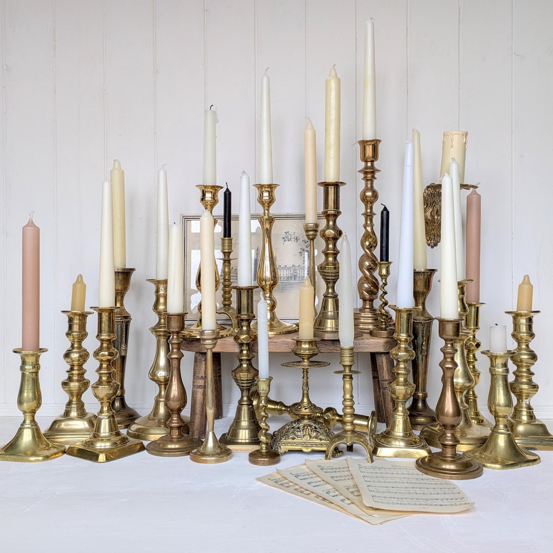 Antique Brass Candlesticks. Vintage Brass Candle Holder / Large & Small / Barley Twist ...