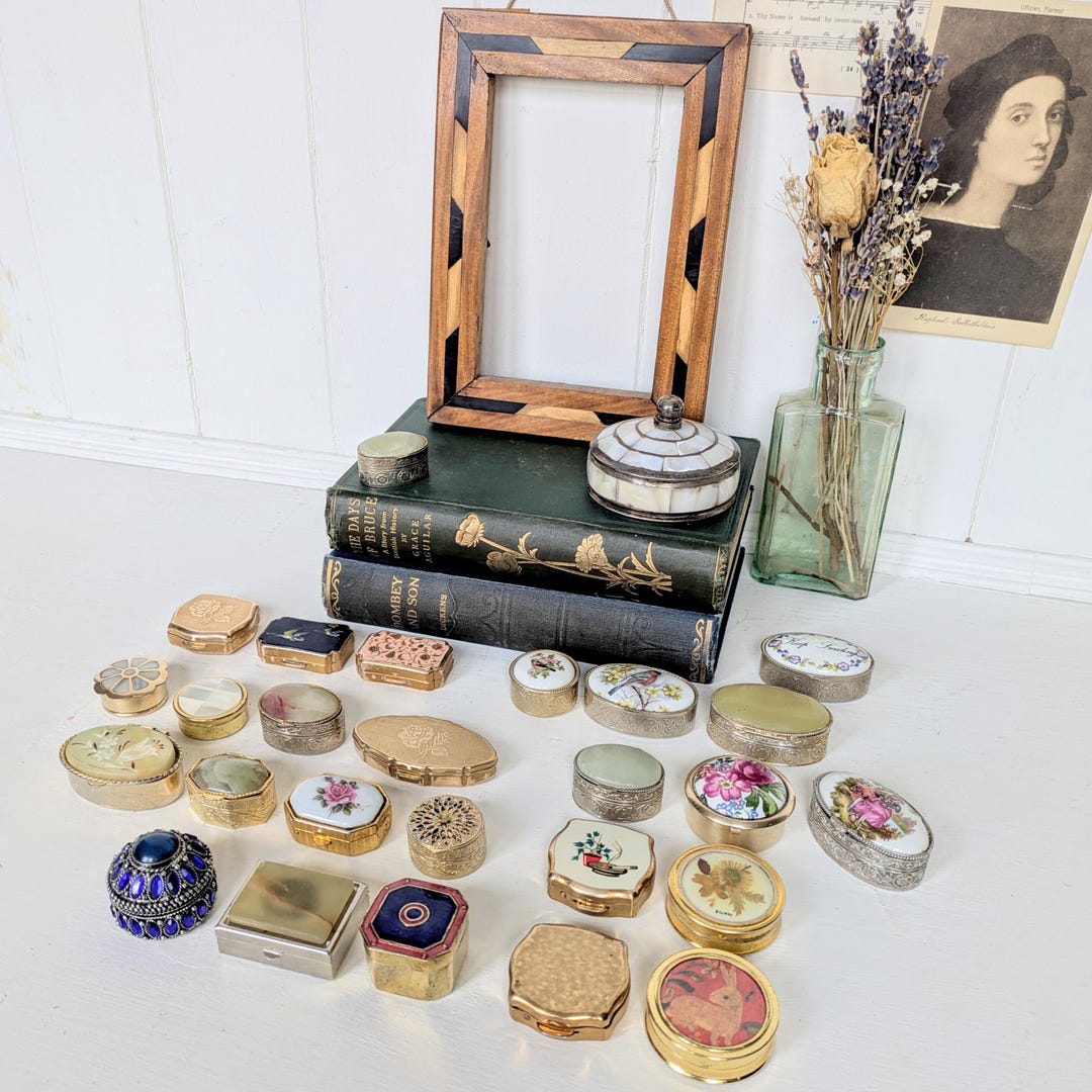 Vintage Pill Box/snuff Box. Brass, Silver, Mother of Pearl & Onyx Boxes ...