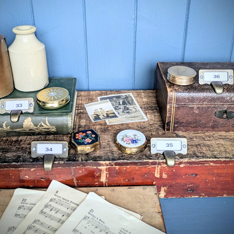 Vintage Pill Box: Ornate Brass, Silver, Onyx, Enamel Snuff/needle Box ...