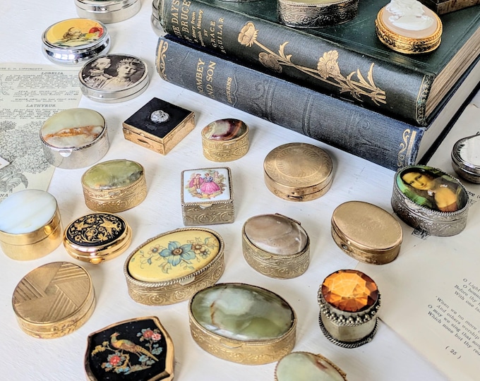 Vintage Pill Box/snuff Box. Brass, Silver, Mother of Pearl, Onyx Boxes ...