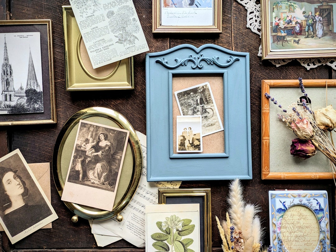 Vintage Picture Frame. Wood, Bamboo, Brass/gold, Ceramic Photo Frames ...