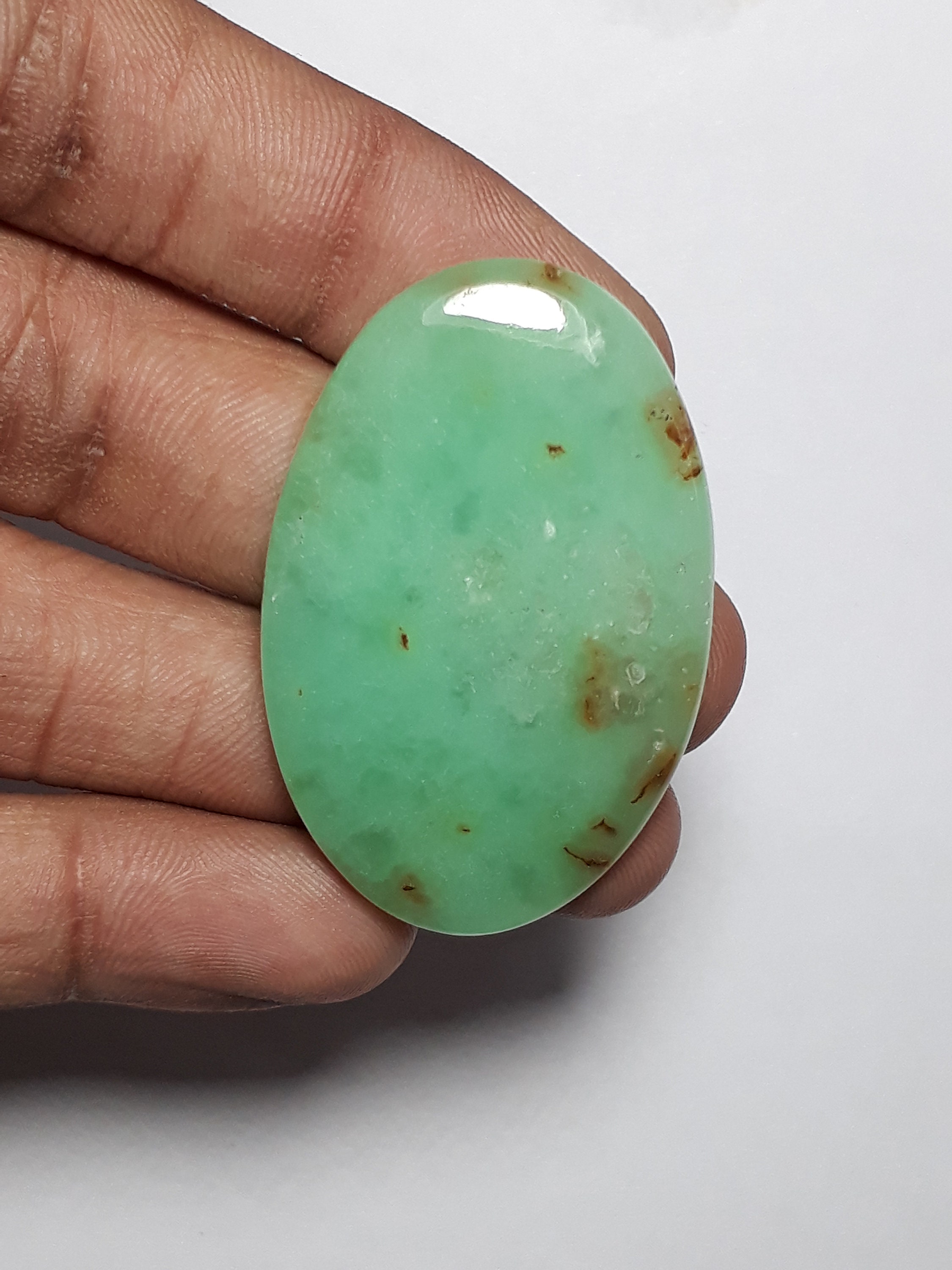 #1888 MM 55 Ct. 44 X 23 Top Attractive Chrysoprase Gemstone,100% ...
