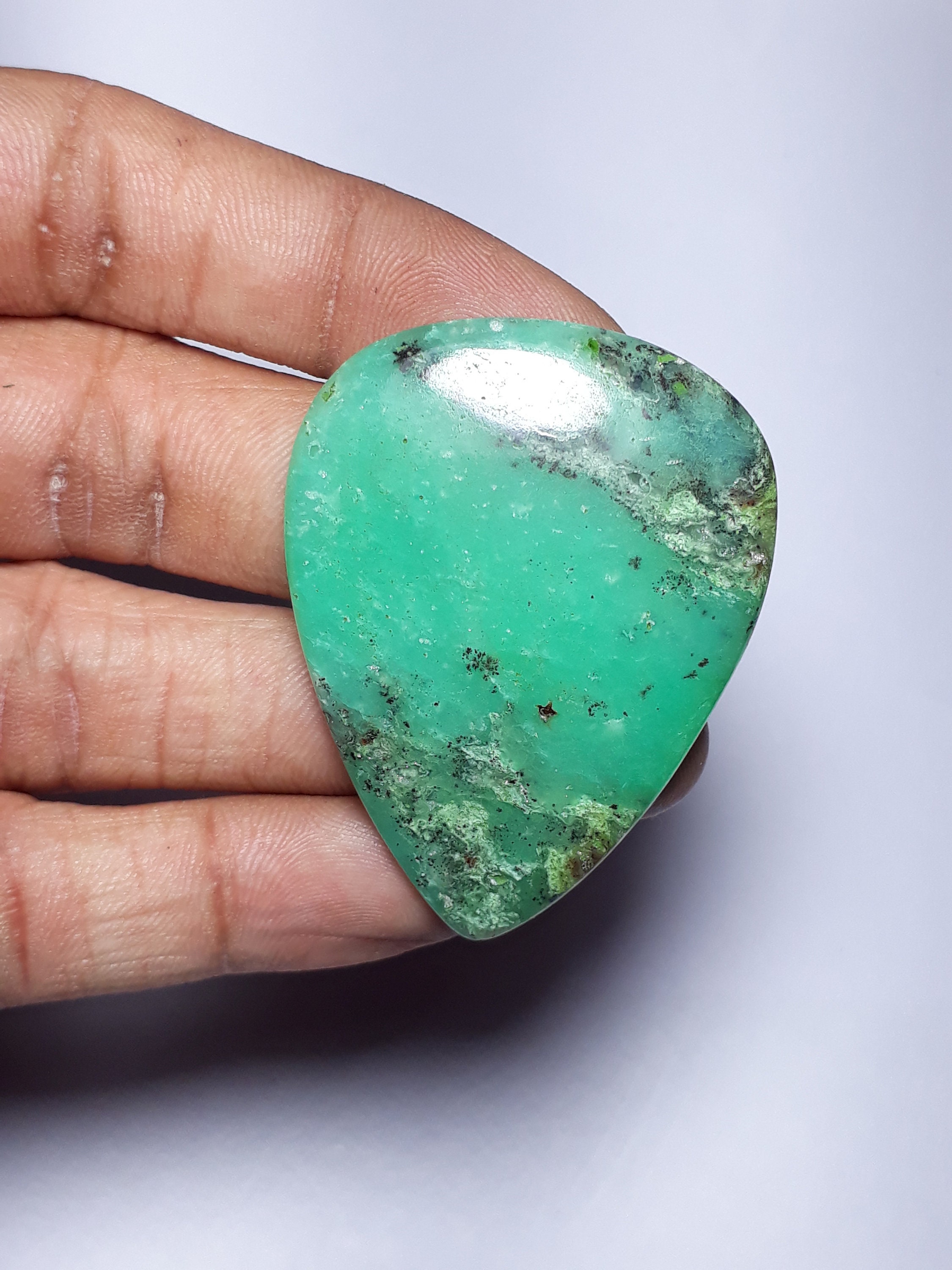 #1888 MM 55 Ct. 44 X 23 Top Attractive Chrysoprase Gemstone,100% ...