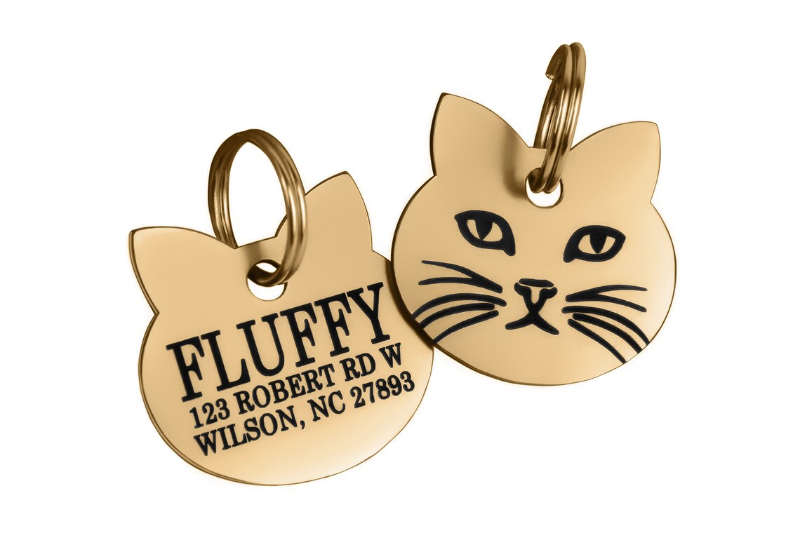 Personalized Cat ID Tag: Engraved Stainless Steel Pet Collar Token - Etsy