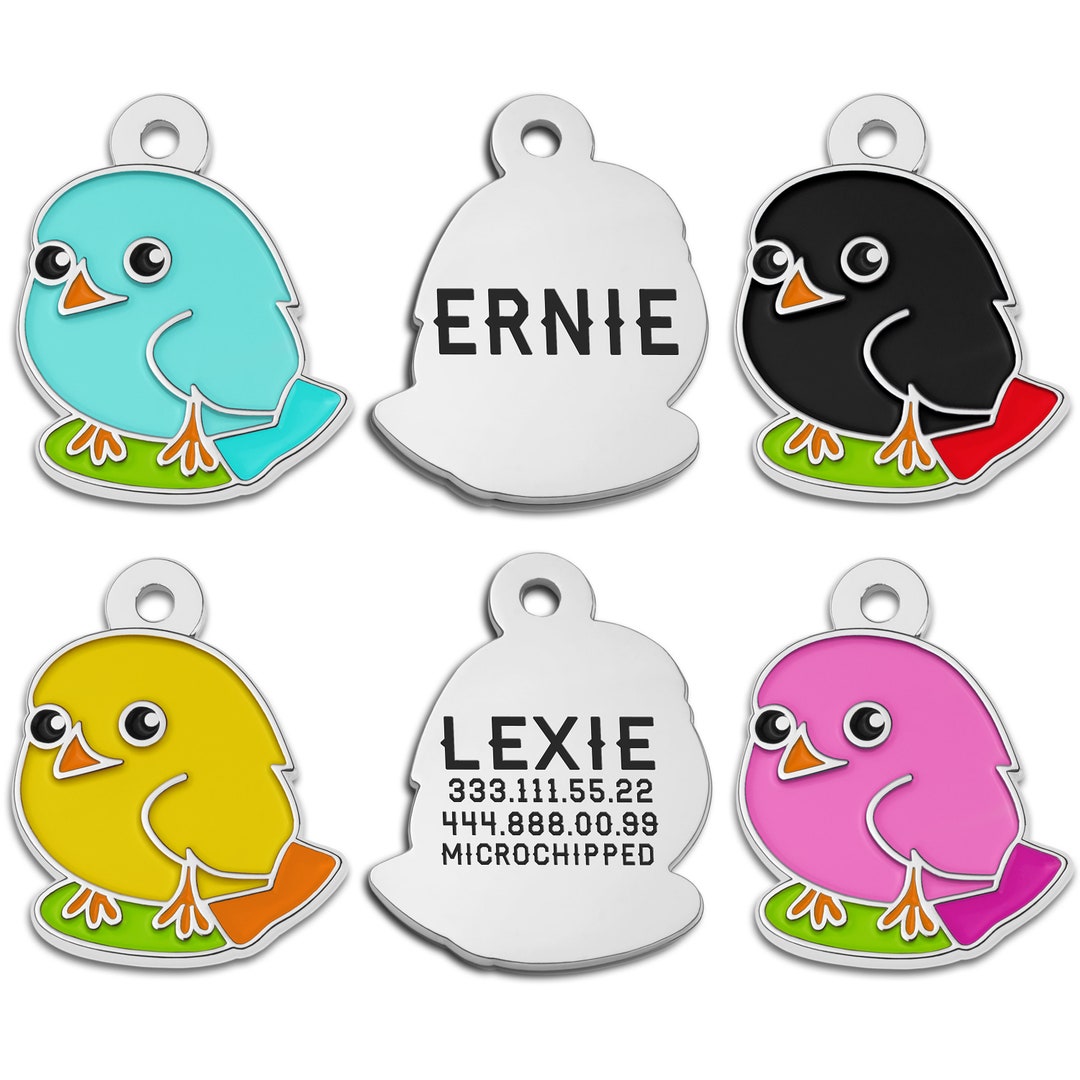Enamel Bird Pet ID Tag: Engraved Dog & Cat Tag - Etsy