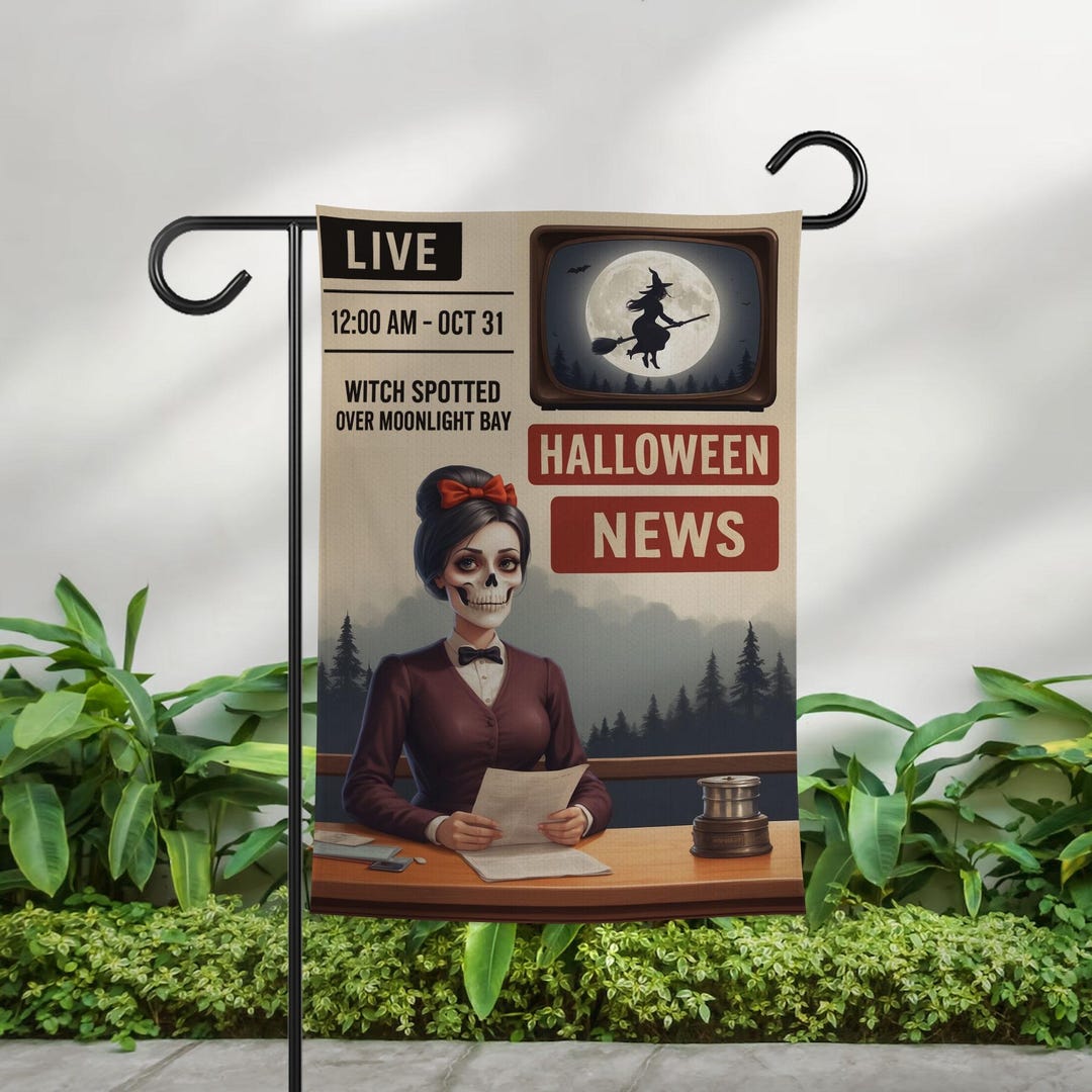 Halloween News Skeleton Anchor Garden Flag - Etsy