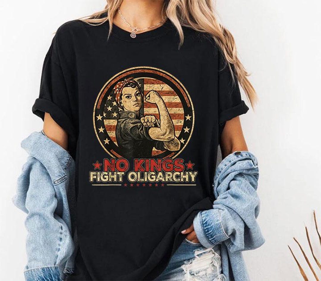 No Kings Fight Oligarchy America Flag Women Girls T-shirt - Etsy