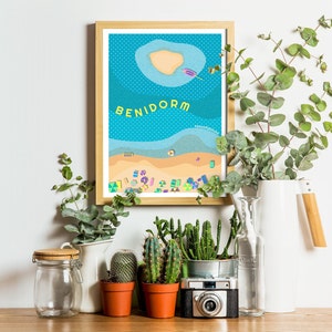 Benidorm Print / Poster / Illustration / Postcard / Beach / Alicante ...