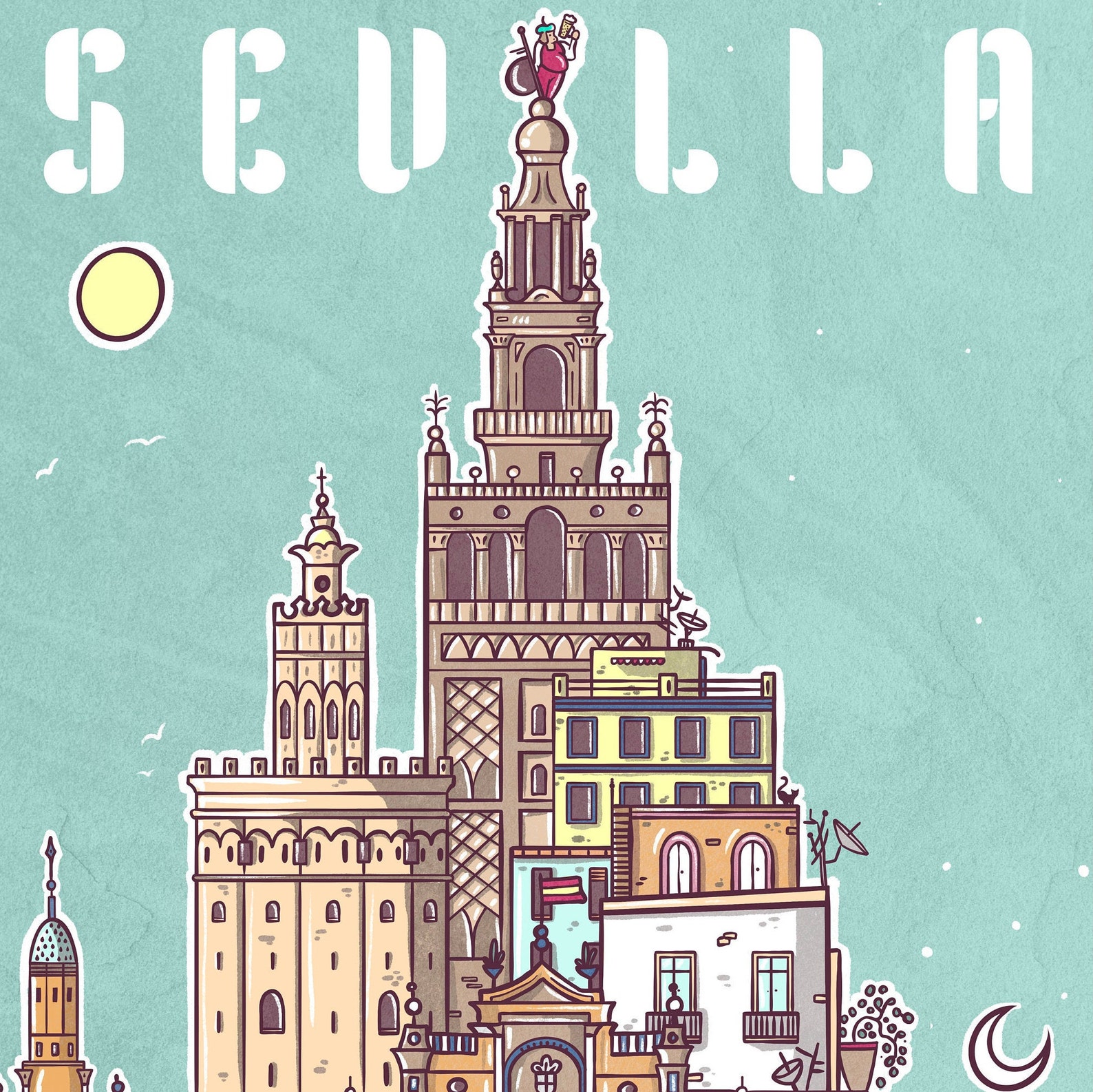 Lámina SEVILLA / Poster / Ilustración / Triana / Torre del oro - Etsy ...