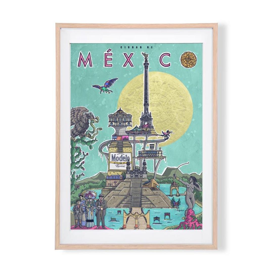 Mexico Poster / Print / Illustration / Architecture / Mexico / Postcard ...