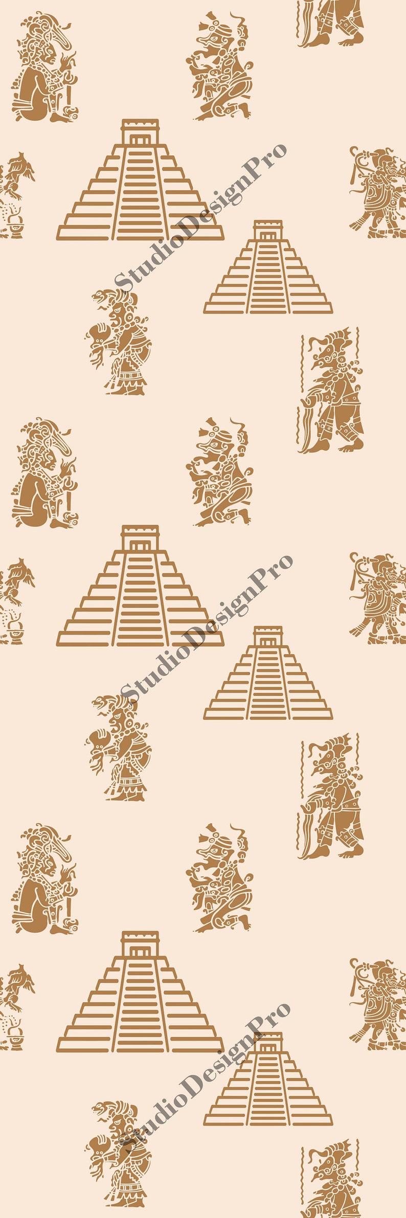Aztec Idols and the Pyramid Seamless Repeat Pattern - Etsy
