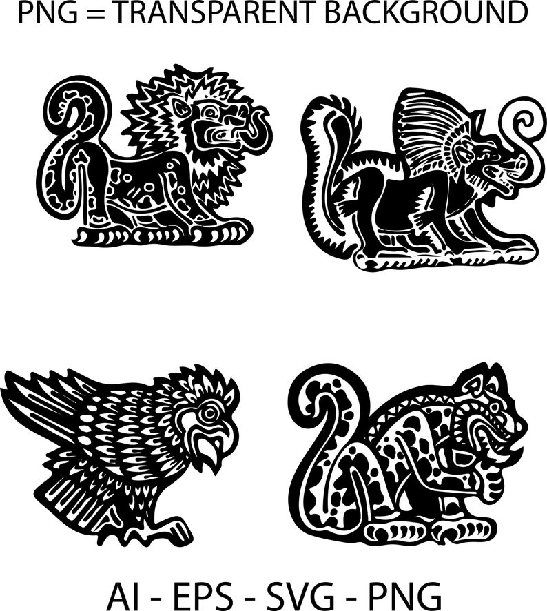 Aztec Animal Drawings SVG EPS AI Png - Etsy