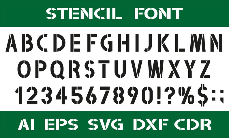 Stencil Font ai eps svg cdr dxf Descarga instantánea - Etsy México