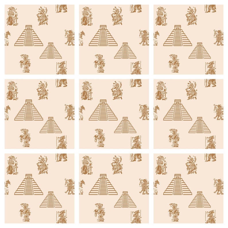 Aztec Idols and the Pyramid Seamless Repeat Pattern - Etsy