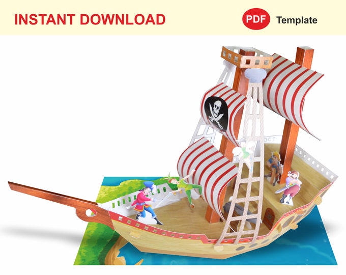 Pirates Paper Theater DIY Paper Craft Kit Puppets Paper Toy Kids Sea 3D ...