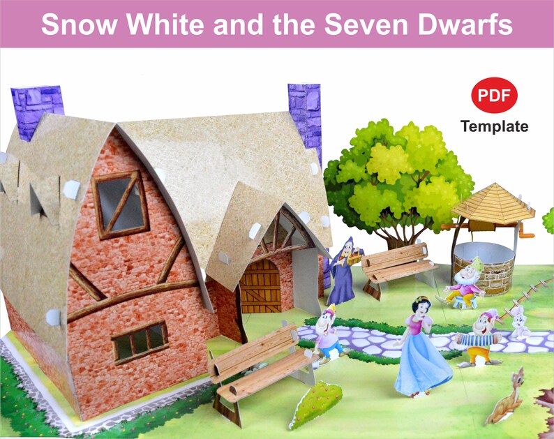 Snow White Paper Craft | Snow White House | 3D Paper Model | Paper ...