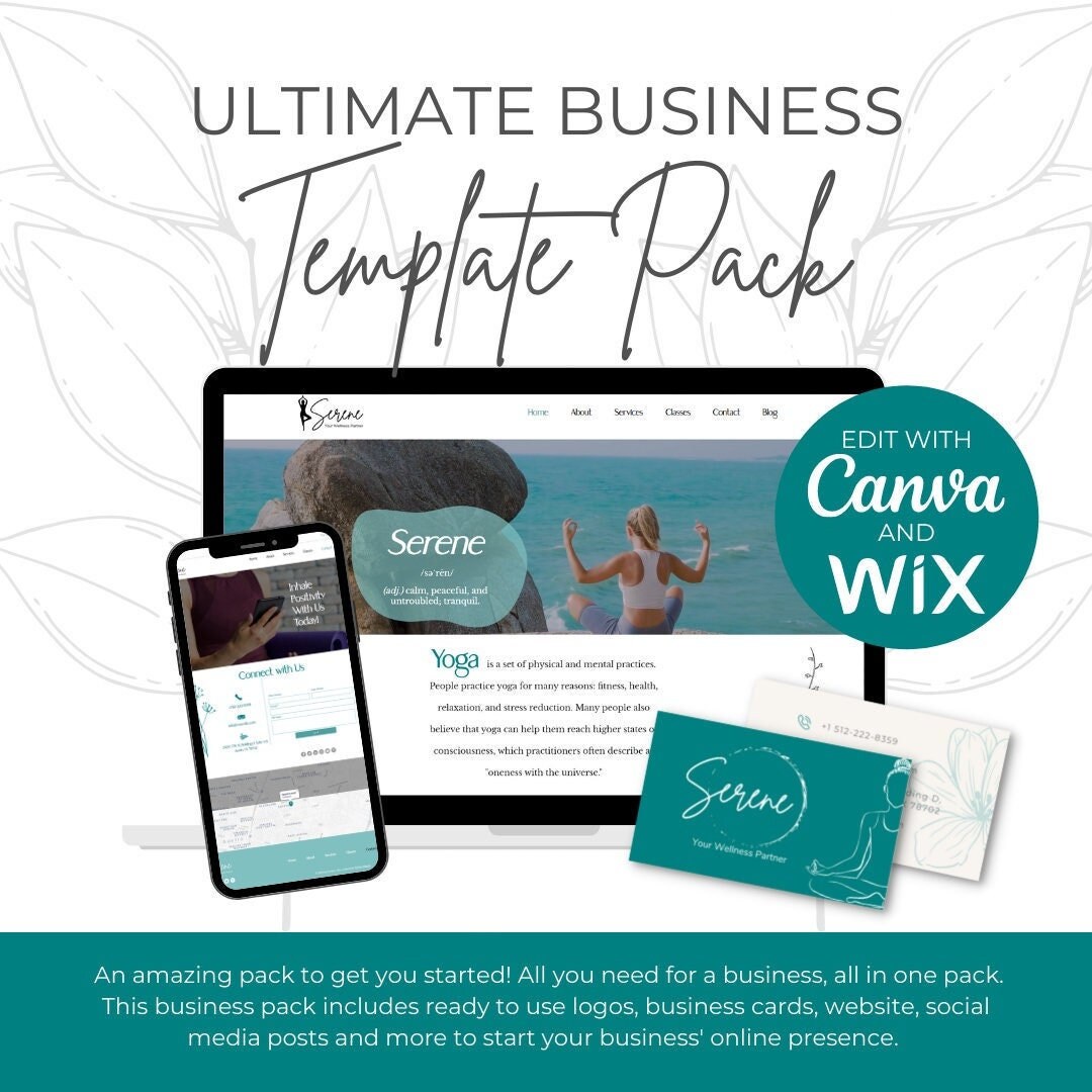 Ultimate Business Template Pack for Yoga Coach | Wix Website, Canva ...