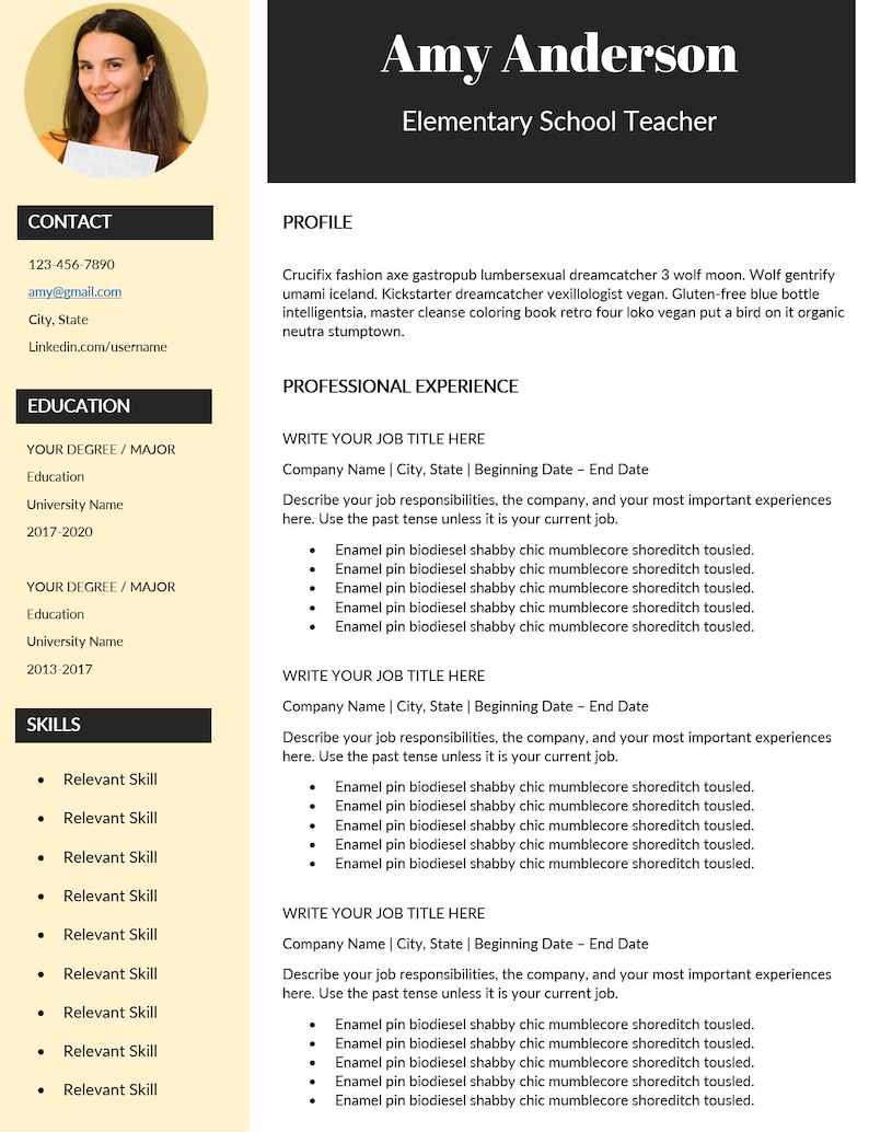 Teacher Resume Template, Teacher CV, Professional Resume Template ...