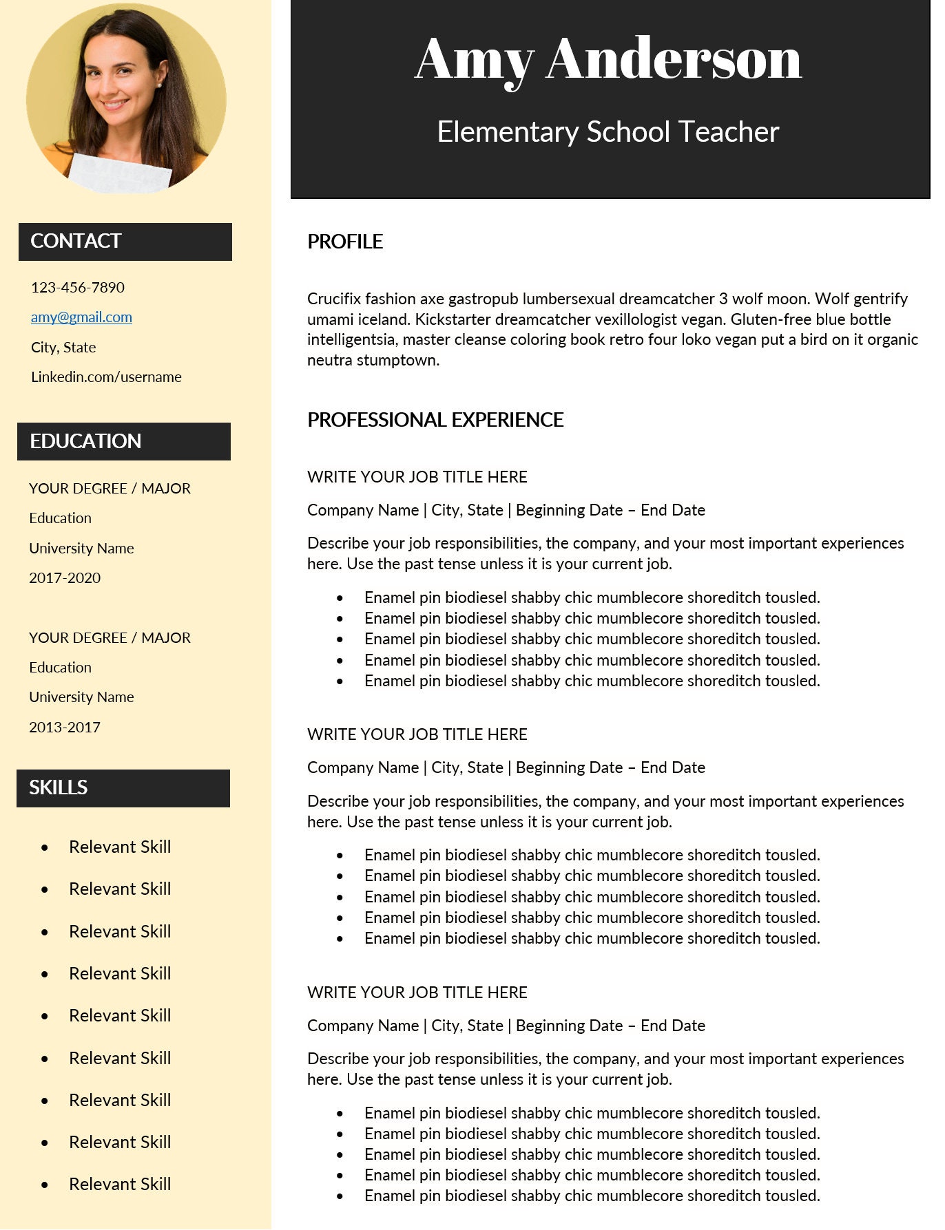 Teacher Resume Template, Teacher CV, Professional Resume Template ...