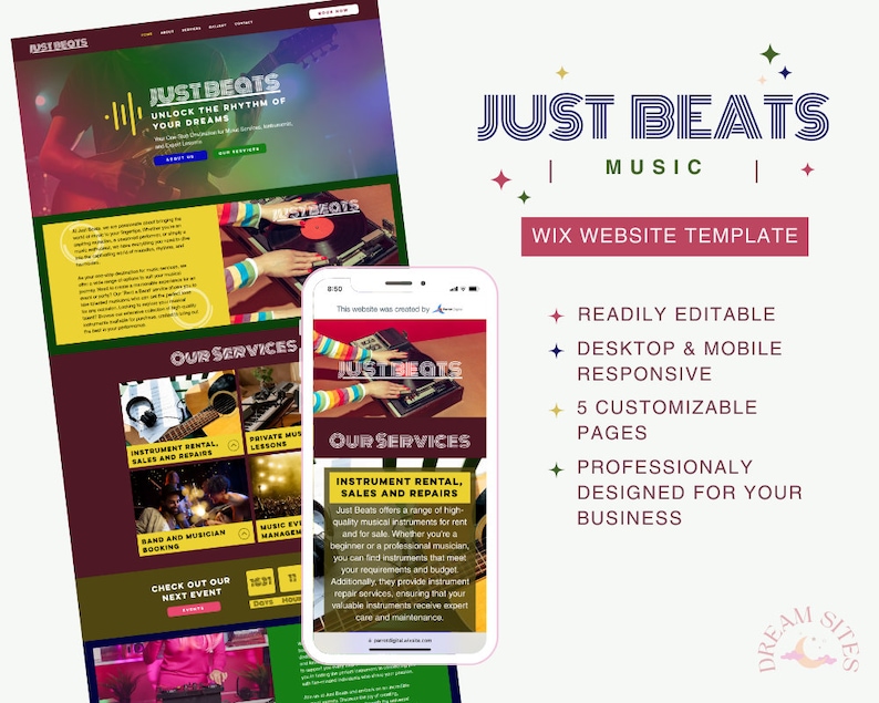 Just Beats Music Wix Template | Website Template for Music Businesses ...
