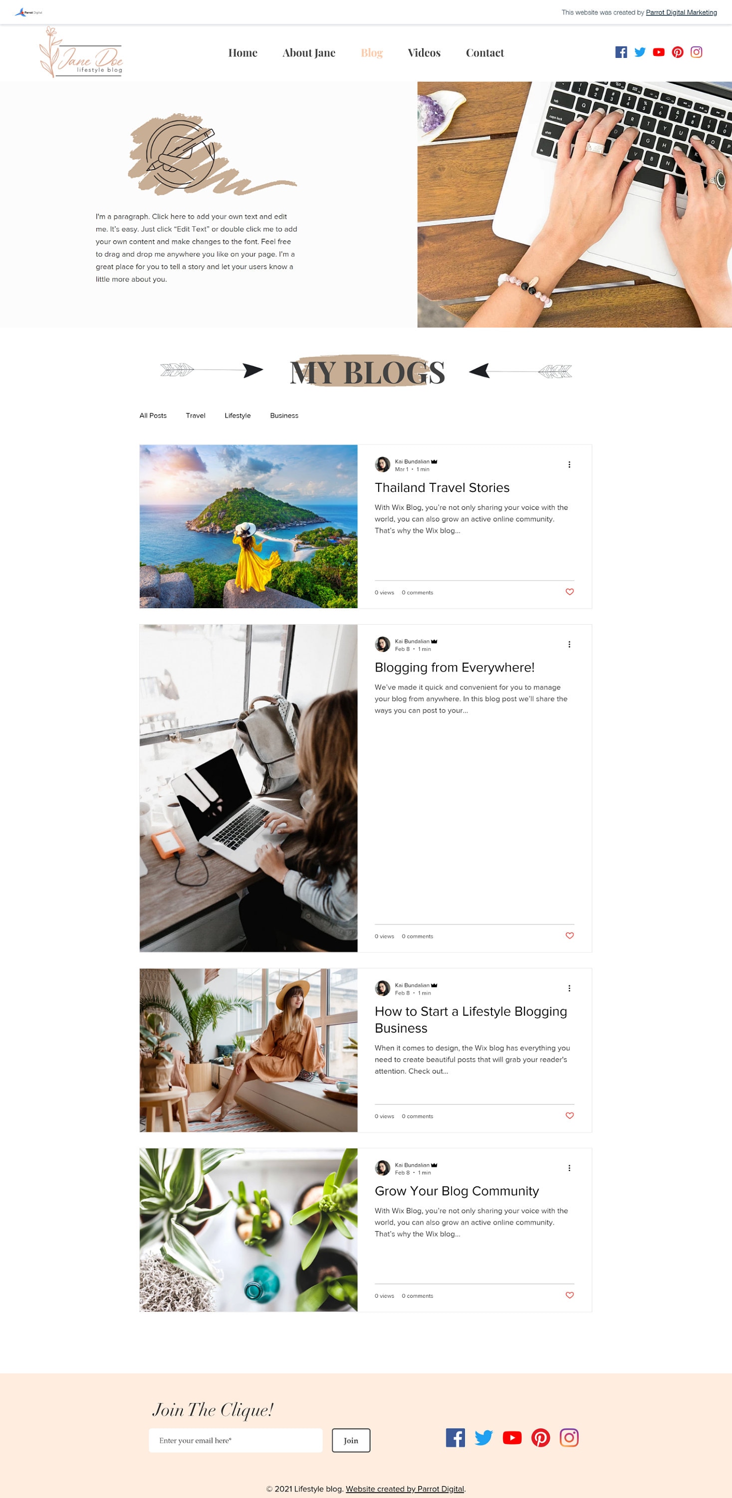Wix Lifestyle Blog Website Template | Website Template for Lifestyle ...