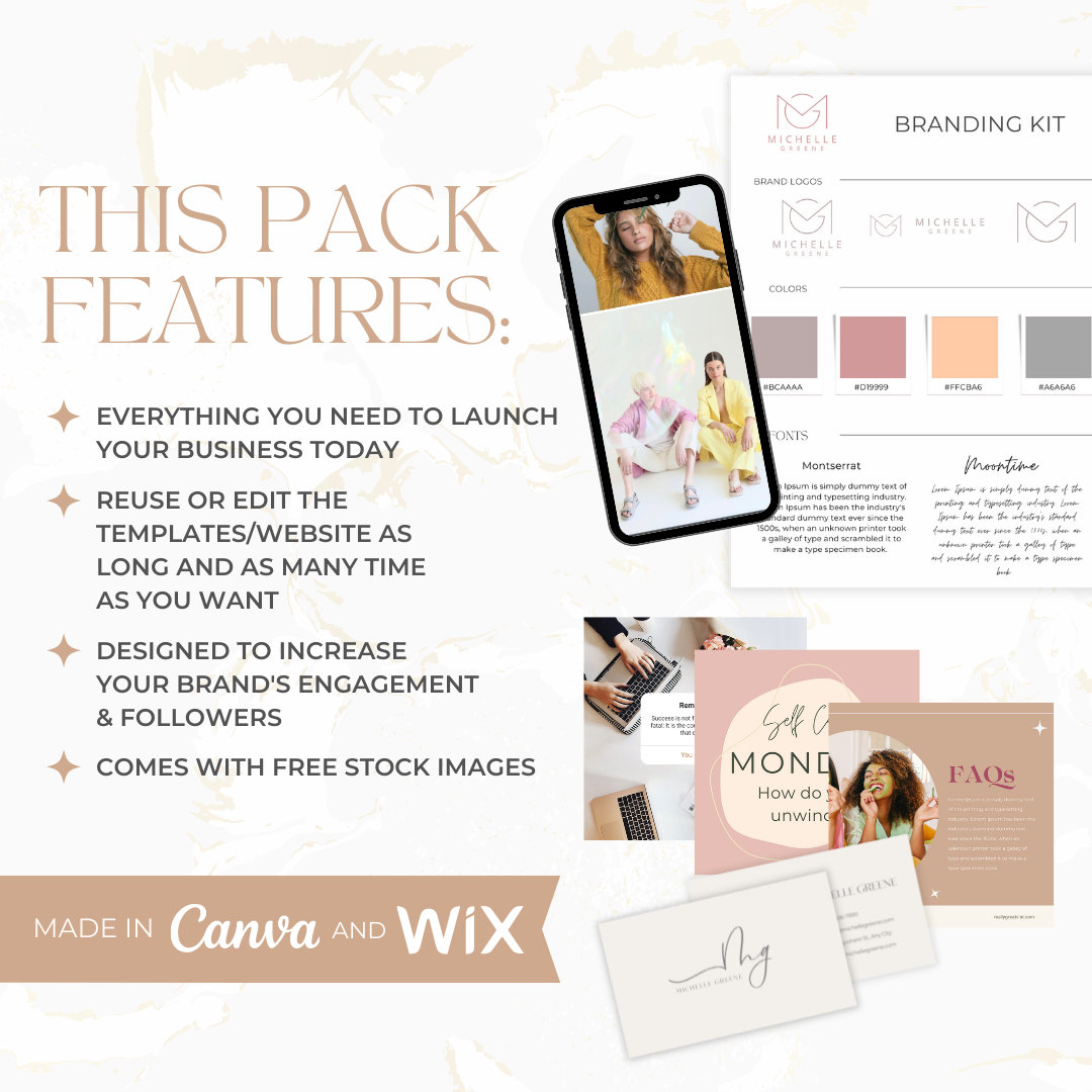 Vibrant Ultimate Business Template Pack | Wix Website | Canva Templates ...